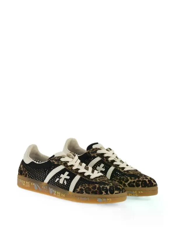 Premiata Bonnie Leopard-print Perforated Lace-up Sneakers