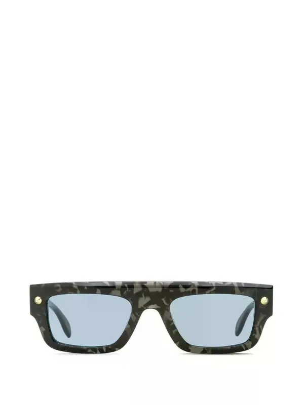 Alexander McQueen Stud-embellished Rectangle-frame Sunglasses - Grey