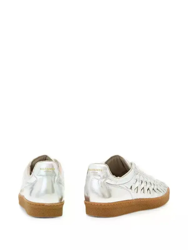 ALLSAINTS Leather Woven Metallic Lace-up Sneakers