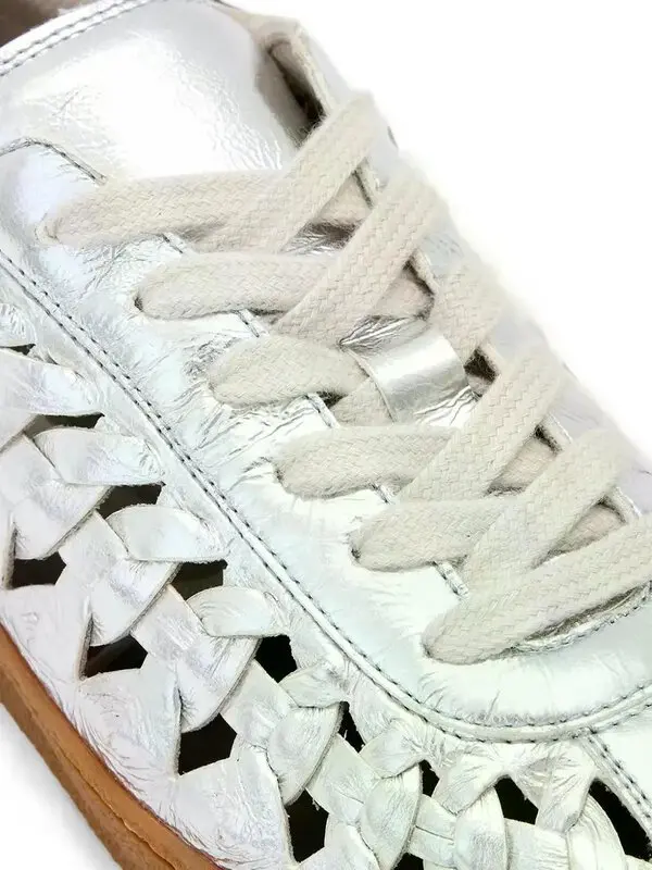 ALLSAINTS Leather Woven Metallic Lace-up Sneakers