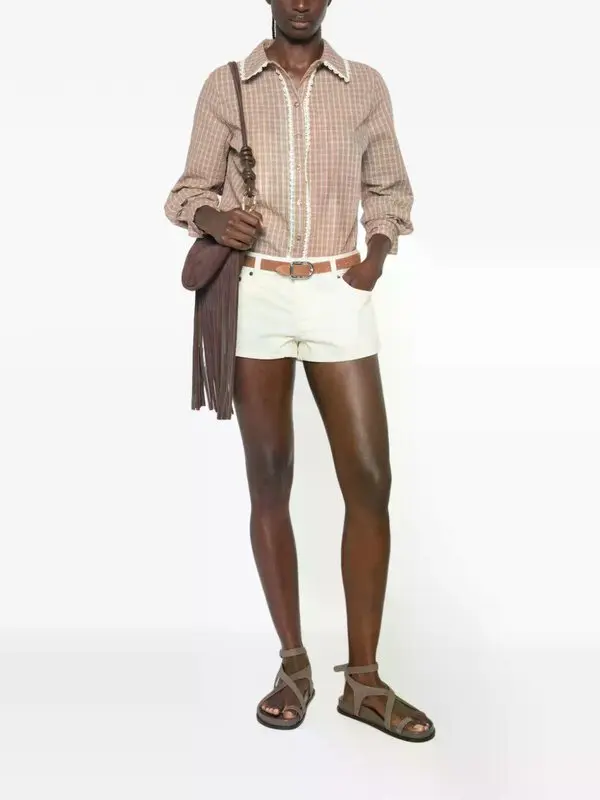 VICOLO Checked Lace-trim Shirt