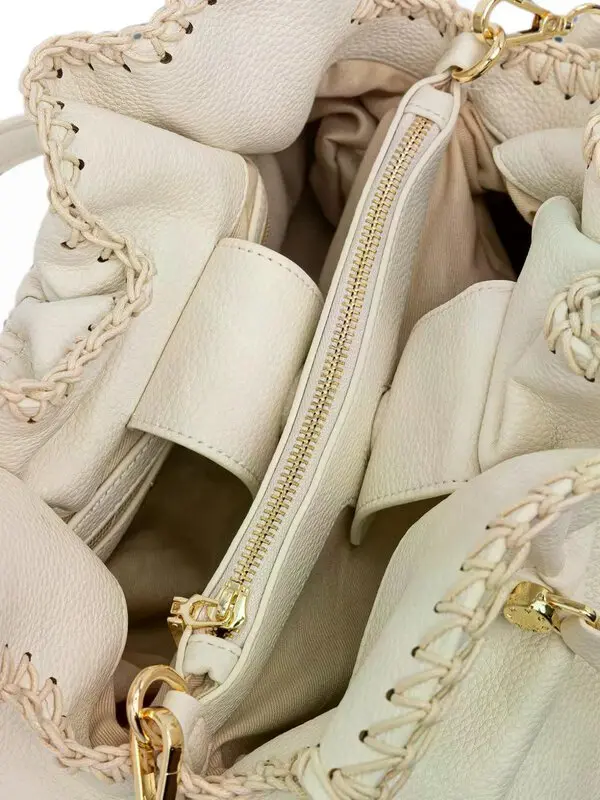 ERMANNO FIRENZE Tote Bag With Woven Trim And Padlock Detail