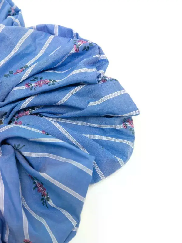 Etro Floral-print Striped Scrunchie - Blue