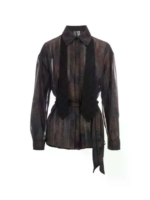 Liu Jo Paisley Print Belted Shirt - Brown