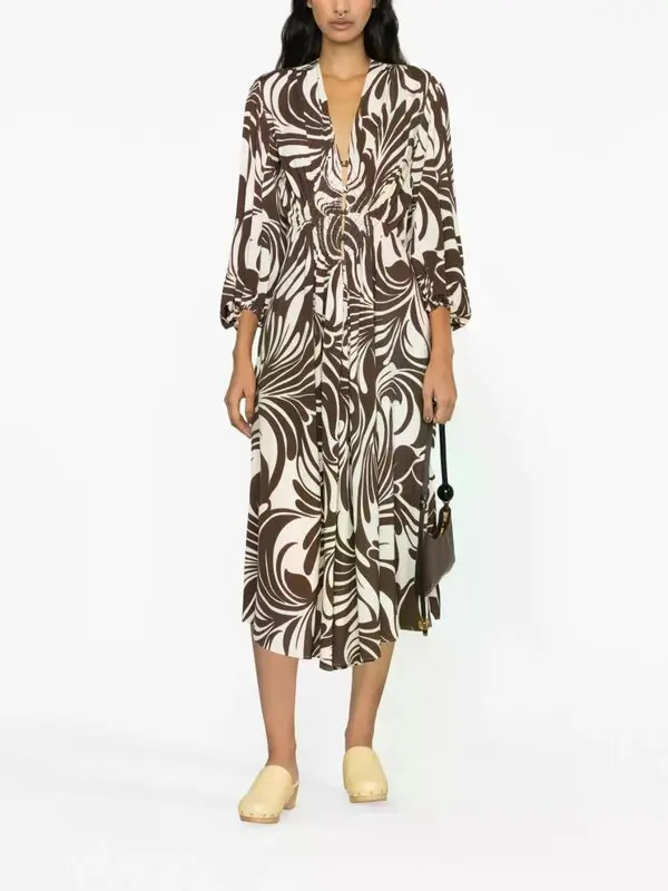 La DoubleJ Camerino Watermarble-print Maxi Dress - Brown