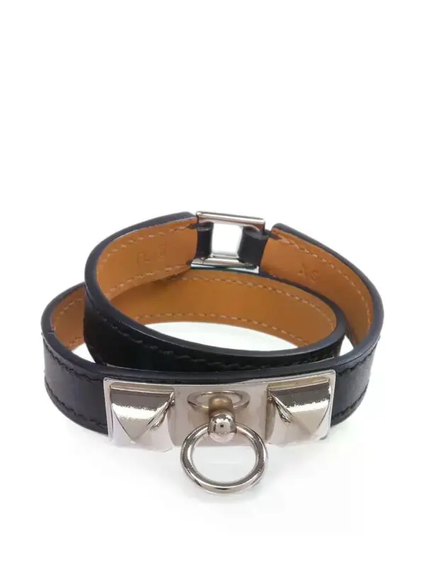 Hermès 2013 Rivale Double Tour Calf Leather Bracelet - Silver