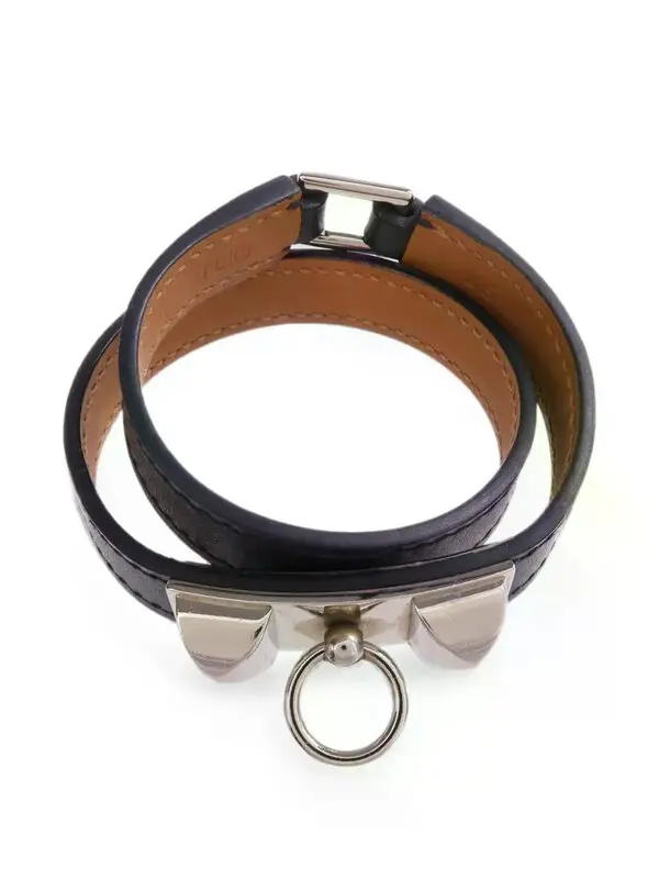 Hermès 2013 Rivale Double Tour Calf Leather Bracelet - Silver