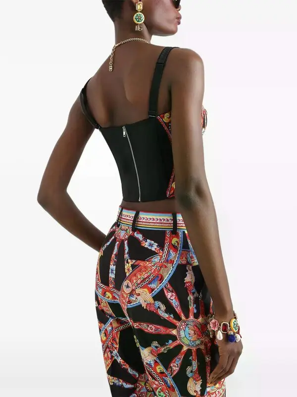 Dolce & Gabbana Carretto-print Charmeuse Bustier Top