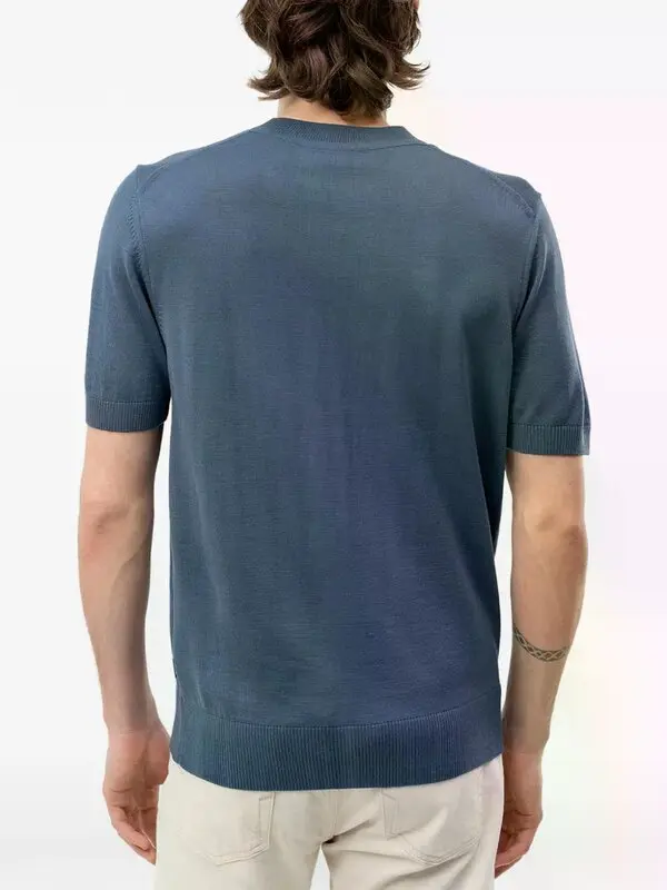 BOSS Short-sleeve Ribbed-trim Fine Knit Sweater