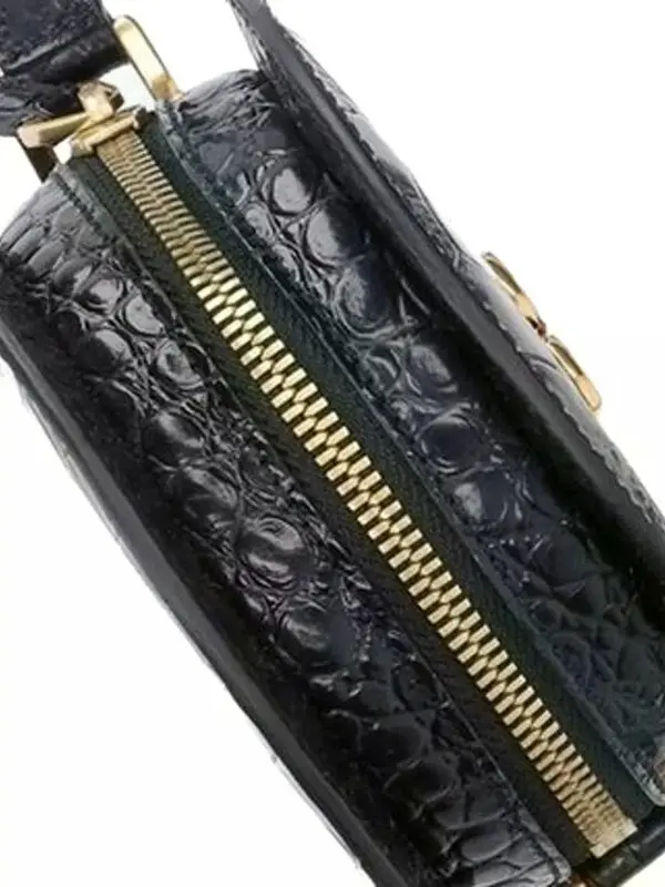 AMI Paris Round Crocodile-effect Crossbody Bag