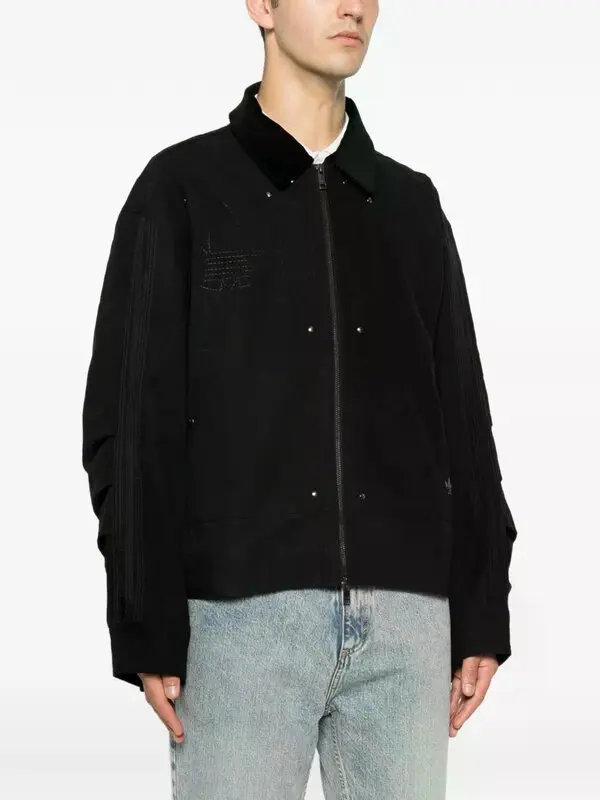 Adidas Premium Essentials Corduroy-collar Logo-embroidered Bomber Jacket - Black