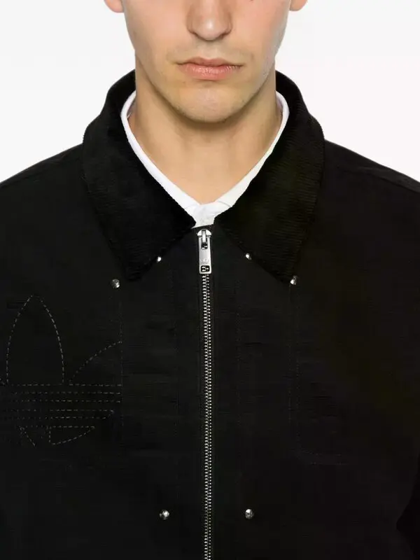 Adidas Premium Essentials Corduroy-collar Logo-embroidered Bomber Jacket - Black