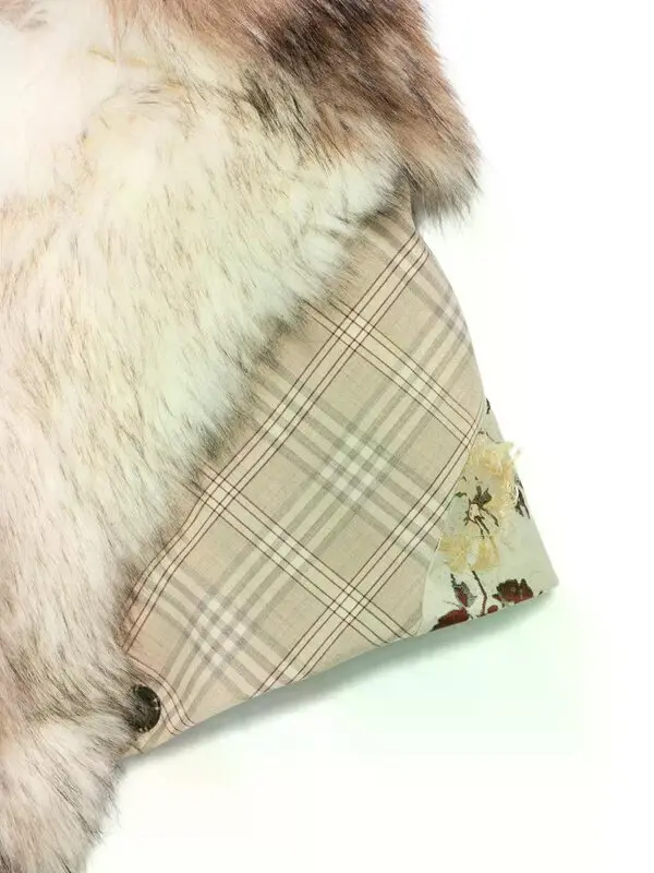 Antonio Marras Check Pattern Cape With Fur Trim