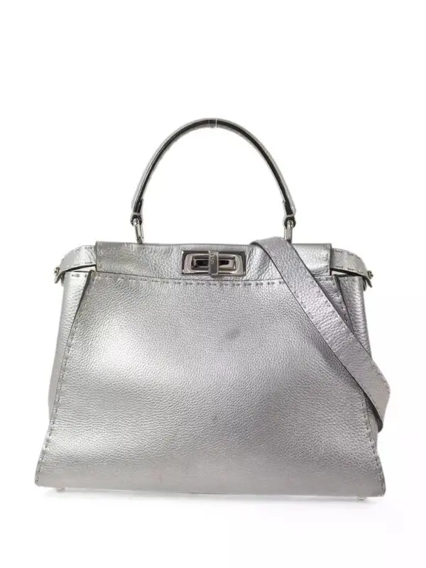 Fendi Selleria Peekaboo Medium Tote Bag - Silver