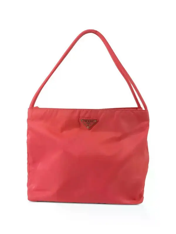 Prada Enamel Triangle Logo Handbag - Red