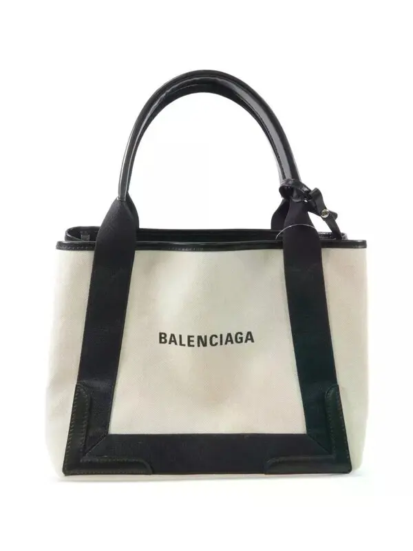 Balenciaga Navy Cabas Tote Bag - Neutrals