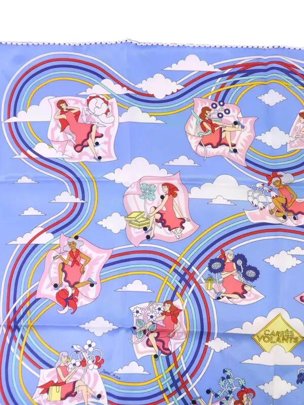 Hermès Graphic-pattern Scarf - Blue