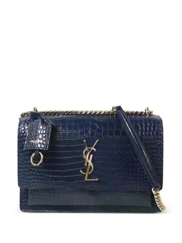 Saint Laurent Sunset Crocodile-effect Shoulder Bag