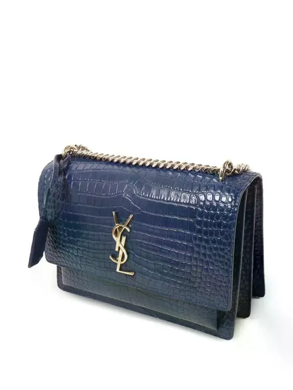 Saint Laurent Sunset Crocodile-effect Shoulder Bag