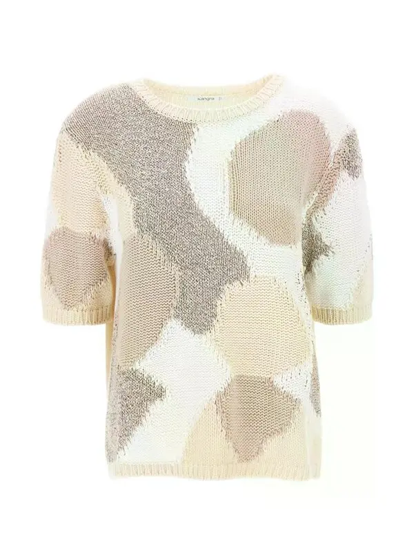 KANGRA Sequin-embellished Patchwork Sweater - Neutrals