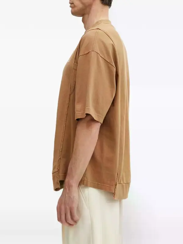 Undercover Slogan-print Raw-edge T-shirt - Brown