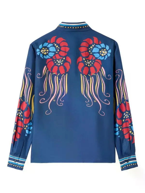 La DoubleJ Lemuria Placed Floral-print Button-down Silk Shirt