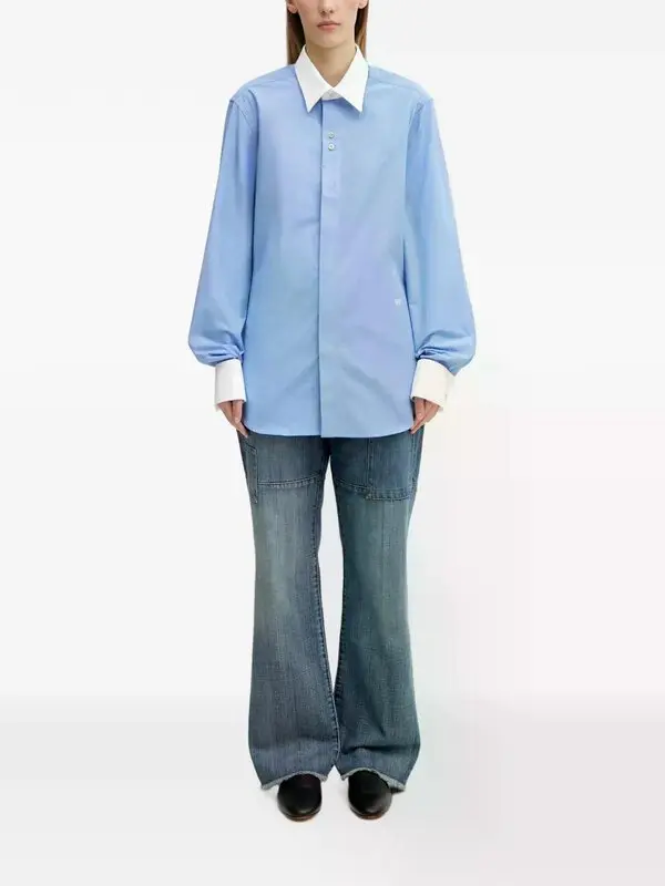 WALES BONNER Portrait Long-sleeve Shirt - Blue