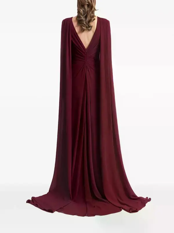 GEMY MAALOUF Beaded Cape-sleeve Gown