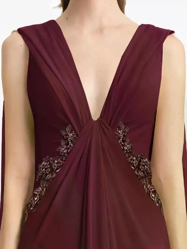 GEMY MAALOUF Beaded Cape-sleeve Gown
