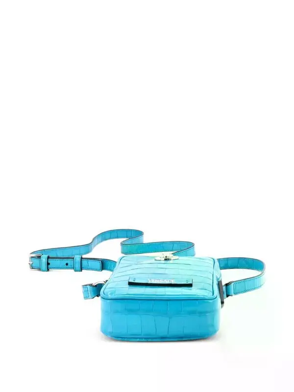 Versace Medusa Biggie Pouch Crocodile Embossed Leather Micro Crossbody Bag