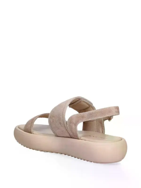 BALDININI Suede Sandals With Logo Plaque And Touch-strap Fastening