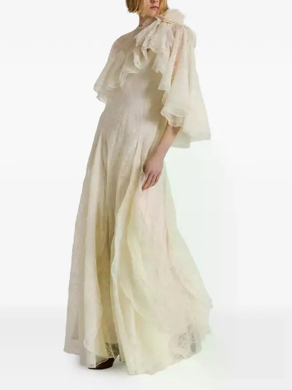 Alberta Ferretti Floral Ruffled Maxi Dress