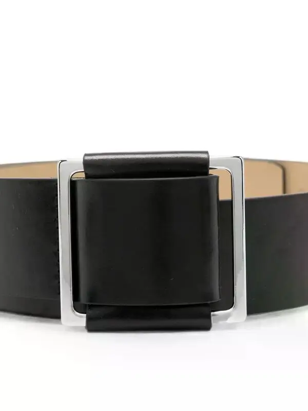 D.exterior Square-buckle Leather Belt - Black