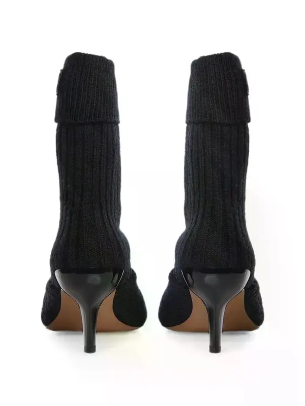 Chloé Ribbed Knit Ankle Boots With Knot Detail - Black