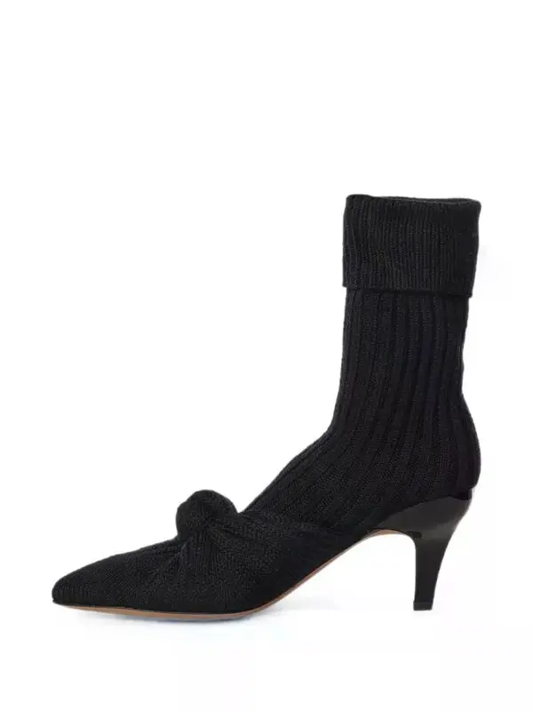 Chloé Ribbed Knit Ankle Boots With Knot Detail - Black