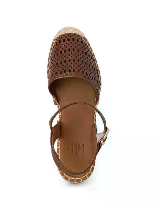 BILLI BI Perforated Leather Wedge Espadrilles