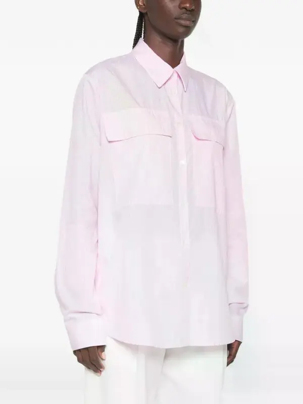 VICOLO Vertical Stripe Shirt With Chest Pockets