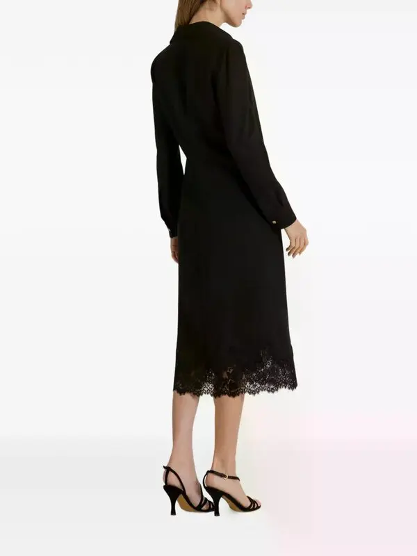 Alberta Ferretti Lace Trim Wrap Midi Dress
