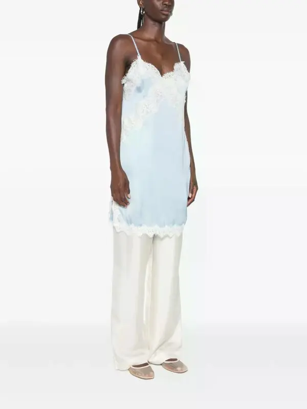 VICOLO Lace Trim Satin Top