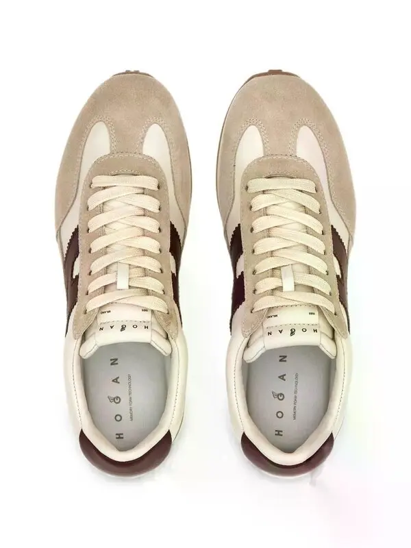 Hogan Athletic Suede And Nappa Leather Lace-up Sneakers - Neutrals