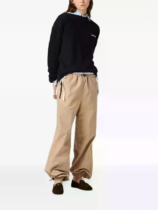 Miu Miu Ribbed Knit Sweater With Logo Patch