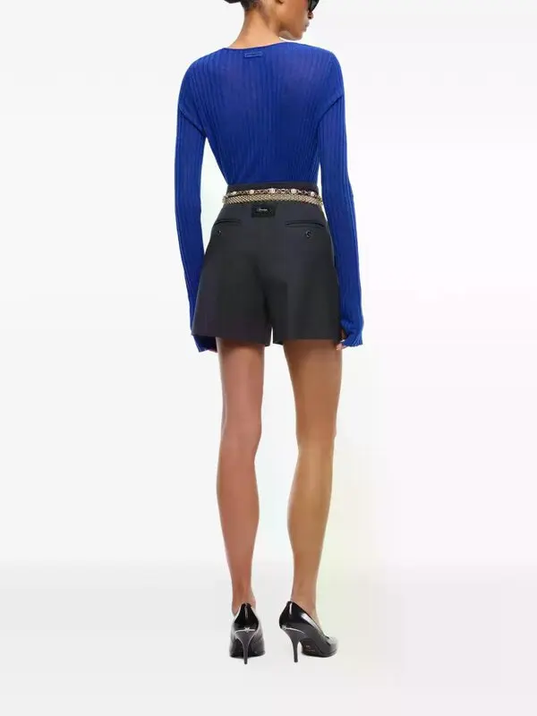 Pinko Pleated Tailored Shorts With Logo Detail - Blue