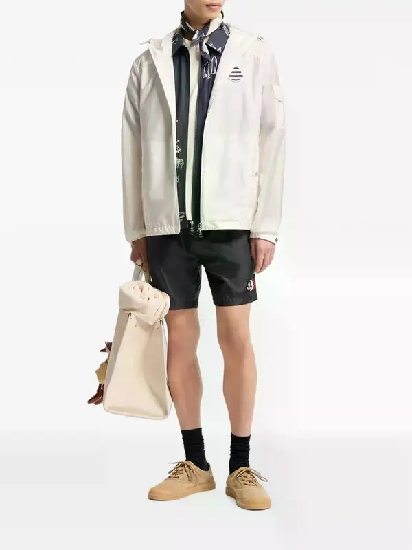 Moncler Logo-patch Drawstring Swim Shorts - Blue