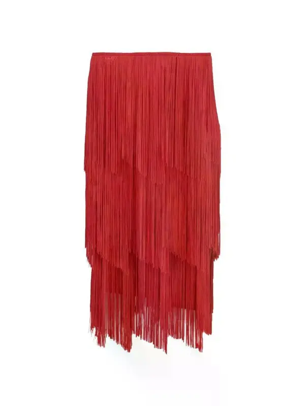 TOM FORD Fringed Tie Midi Skirt - Red