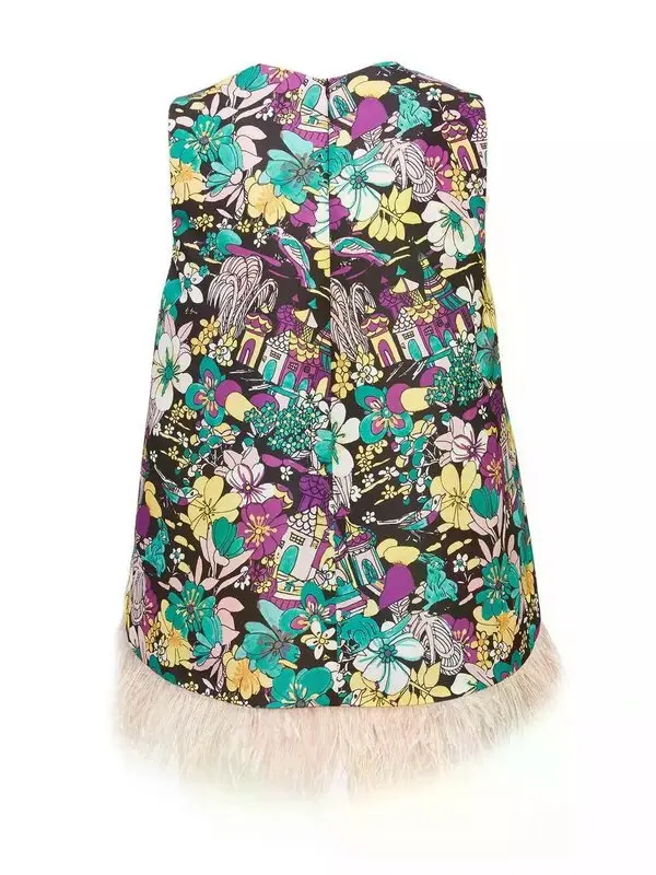 La DoubleJ La Scala Feather-trim Jacquard Top - Black
