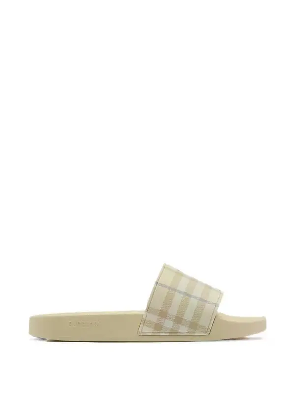 Burberry Check Pattern Sliders - Neutrals