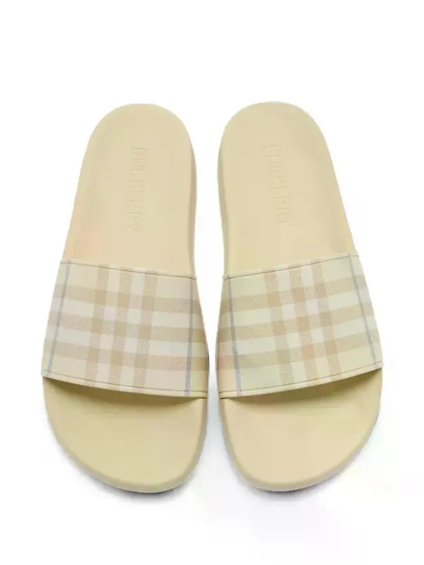 Burberry Check Pattern Sliders - Neutrals