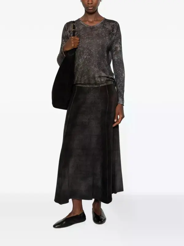 Avant Toi Distressed V-neck Long Sleeve Sweater - Grey