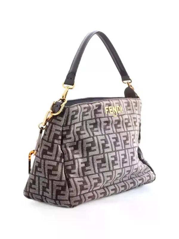 Fendi O'lock Zip Shoulder Bag Zucca Chenille Hobo Bag