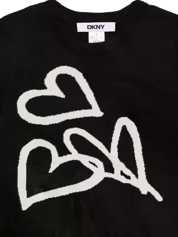 Dkny Heart Intarsia Knit Short-sleeve Top